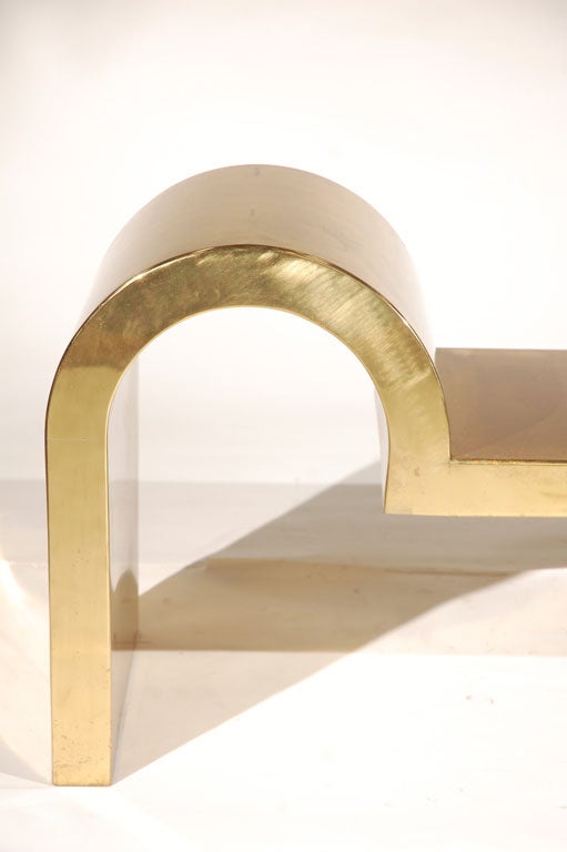 A Low Bench in Solid Brass by Karl Springer at 1stDibs