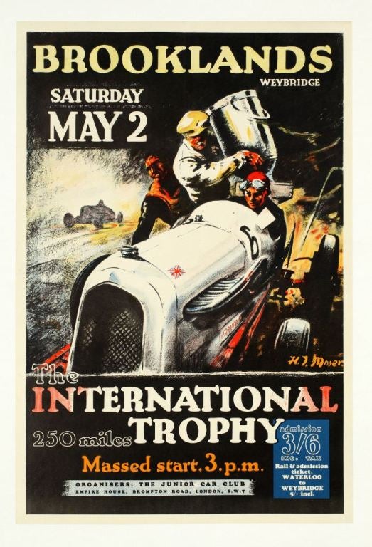 Original 'Brooklands' poster by H. J. Moser, 1936 For Sale at 1stDibs