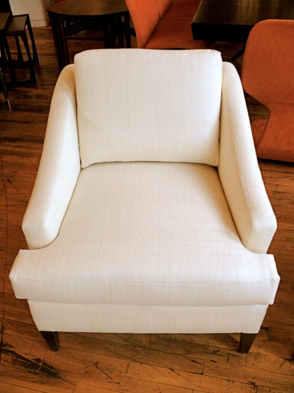 Gracious Mid Century Sloped Arm Club Chairs at 1stDibs