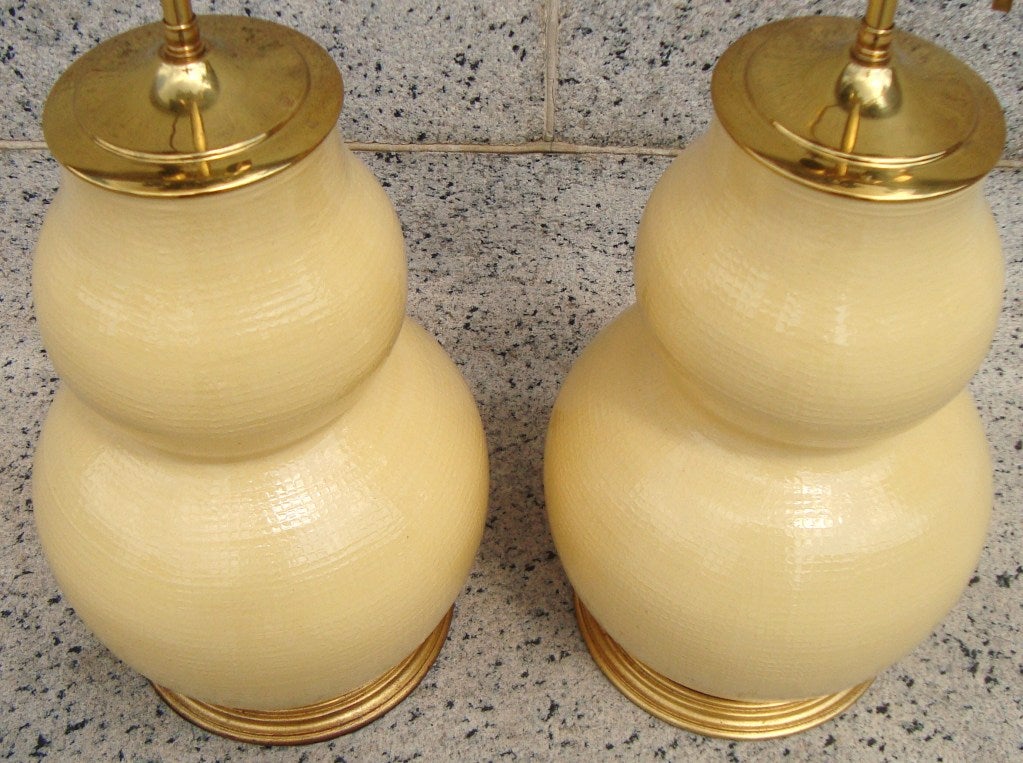 Pair of Vintage Roy Hamilton Double Gourd Ceramic Table Lamps at ...