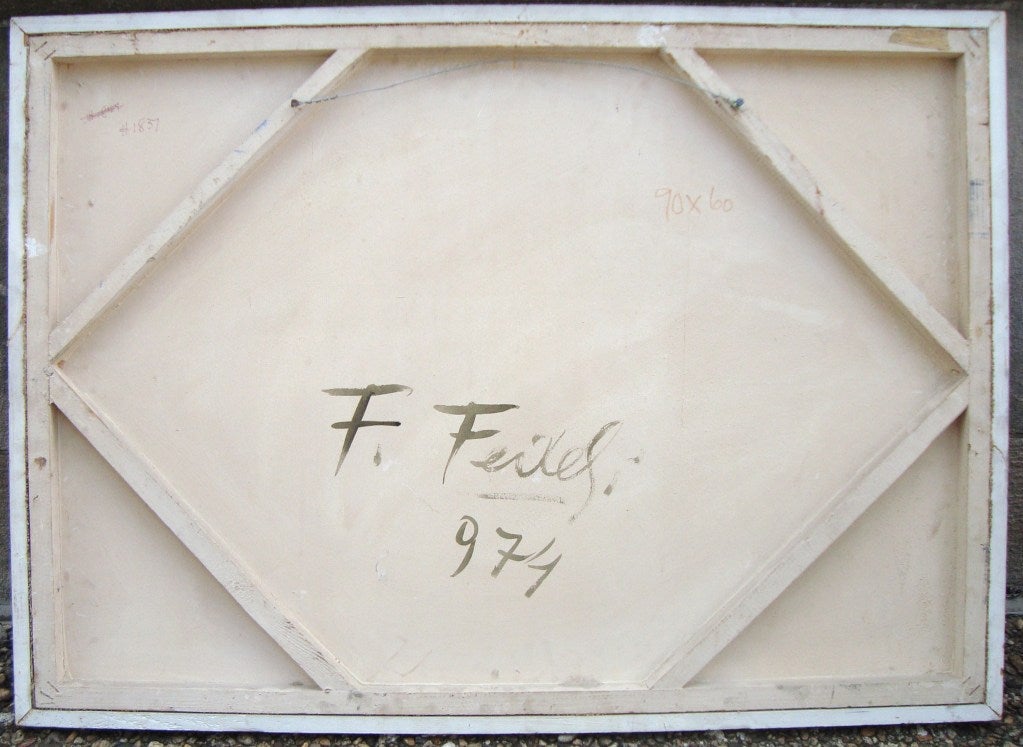 Abstract 1970s Francesco Fedeli Mixed Media Painting For Sale at 1stDibs