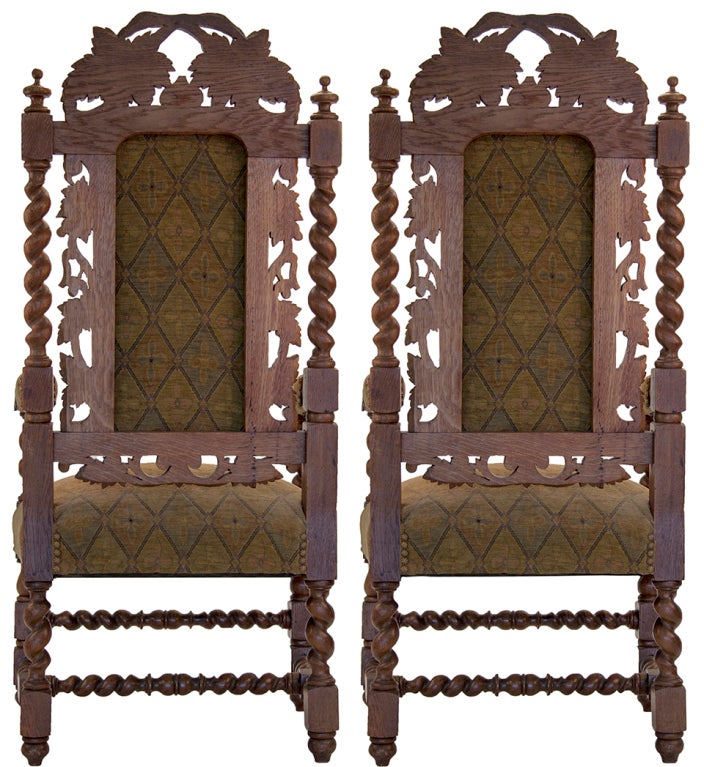 Jacobean Oak Leaf Chairs For Sale at 1stDibs | jacobean furniture ...