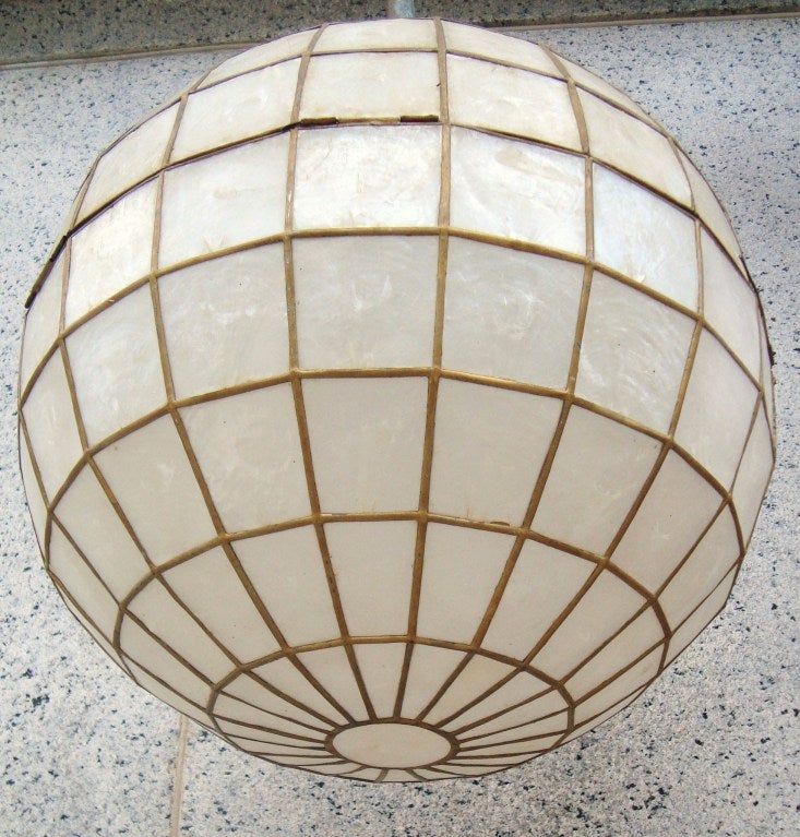Large 1950's Capiz Shell Ball Lantern at 1stDibs