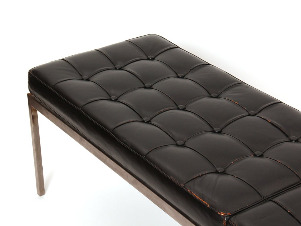 long leather bench by Knoll at 1stDibs