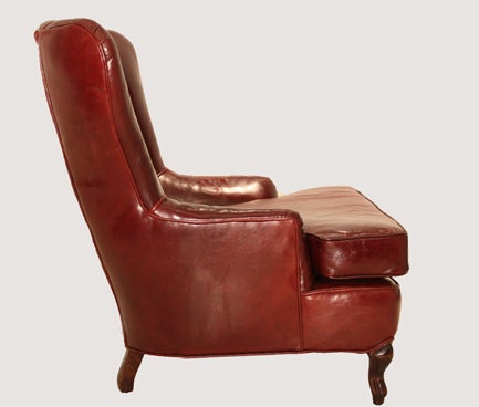 Obtuse oxblood leather and Walnut wing back chair For Sale at 1stDibs ...