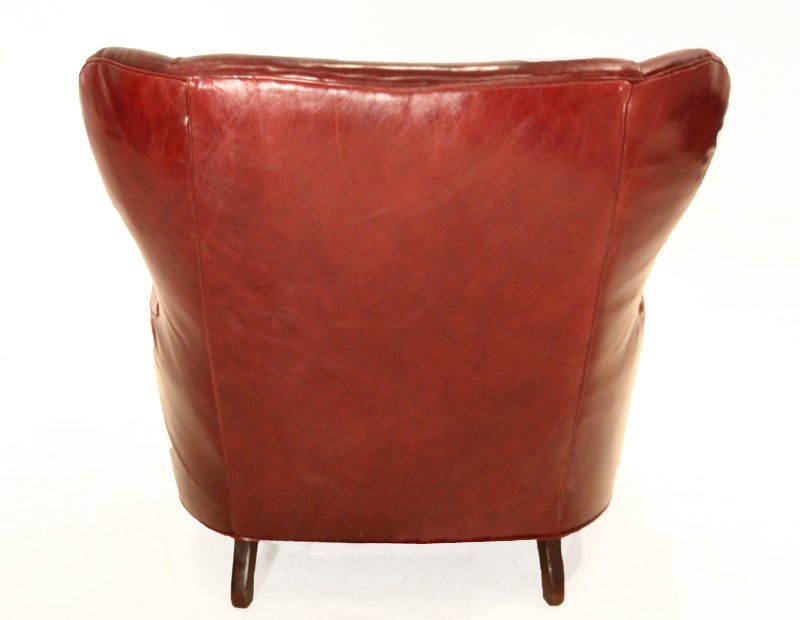 Obtuse oxblood leather and Walnut wing back chair For Sale at 1stDibs ...