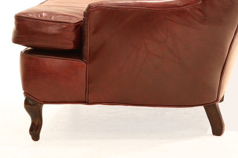 Obtuse oxblood leather and Walnut wing back chair For Sale at 1stDibs ...