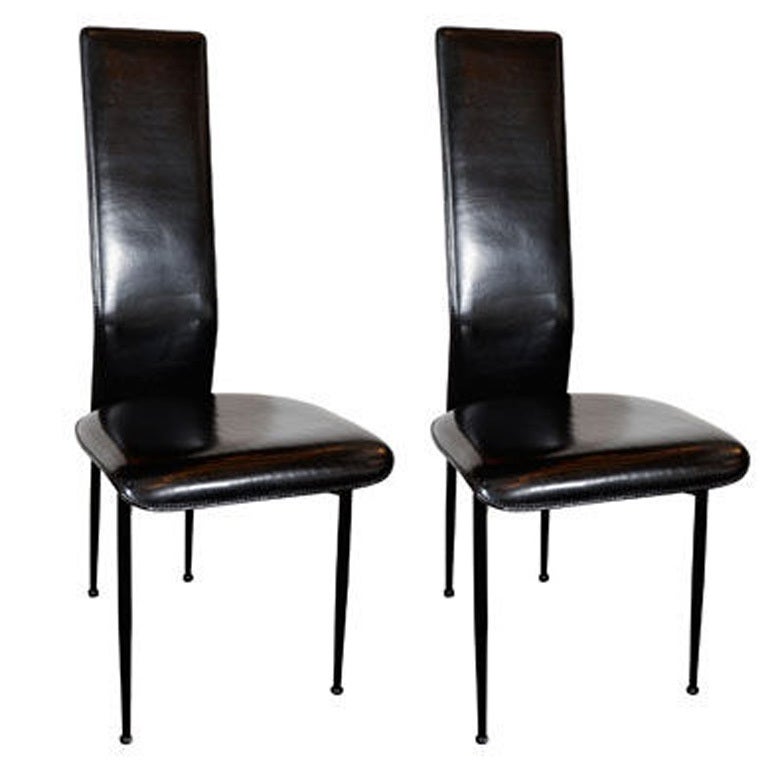 Pair of Modernist High Back Dining/Occasional Chairs at 1stDibs