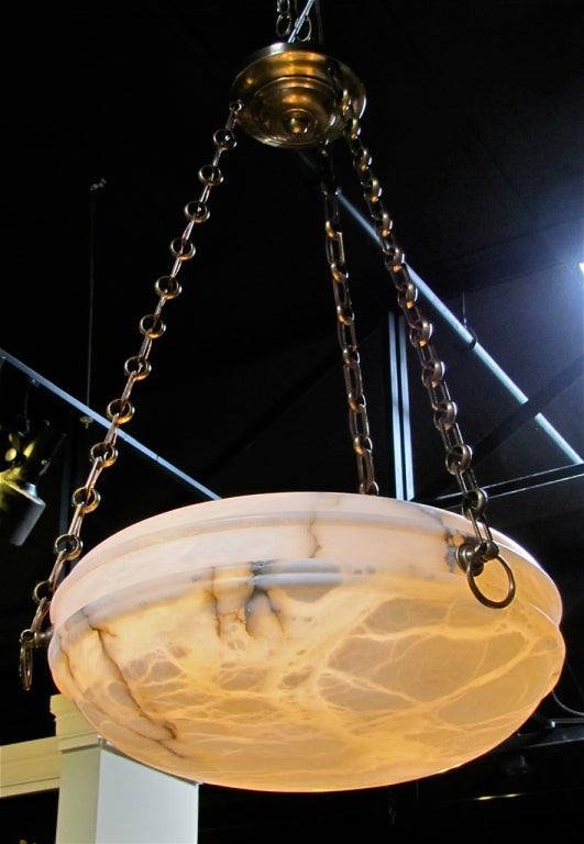Pair French Alabaster Ceiling Light Pendants at 1stDibs