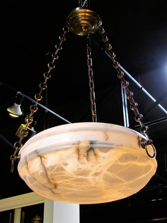 Pair French Alabaster Ceiling Light Pendants at 1stDibs