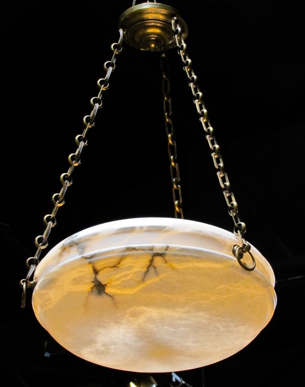 Pair French Alabaster Ceiling Light Pendants at 1stDibs