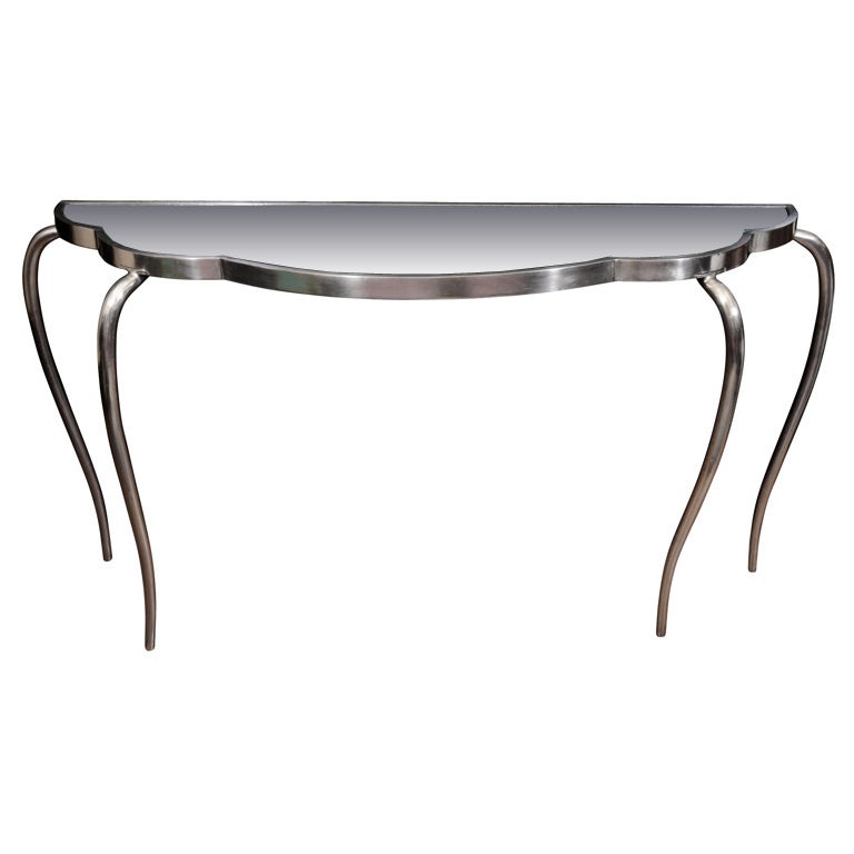 Vintage Scalloped Console Table with Mirrored Top by Stark at 1stDibs