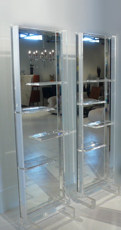 2 Acrylic Freestanding Mirrored Room Dividers at 1stDibs