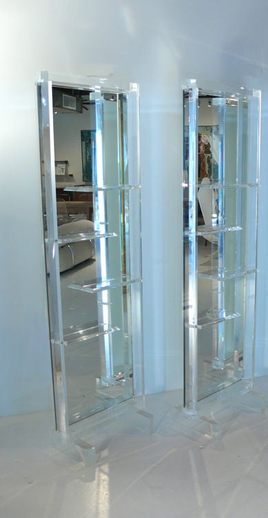 2 Acrylic Freestanding Mirrored Room Dividers at 1stDibs