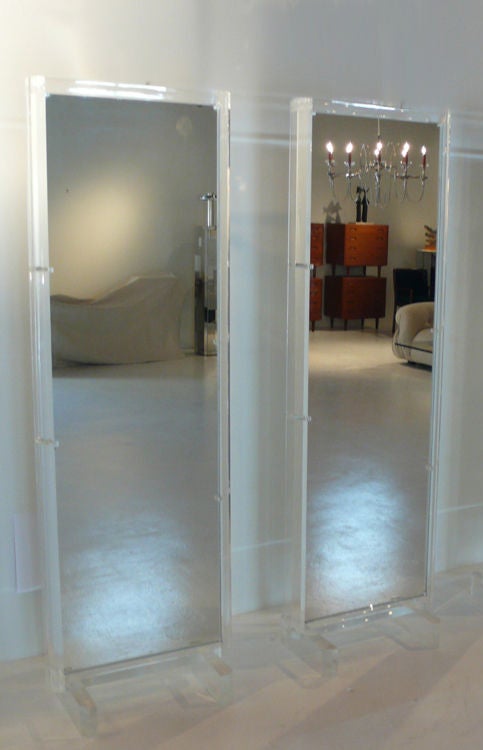 2 Acrylic Freestanding Mirrored Room Dividers at 1stDibs