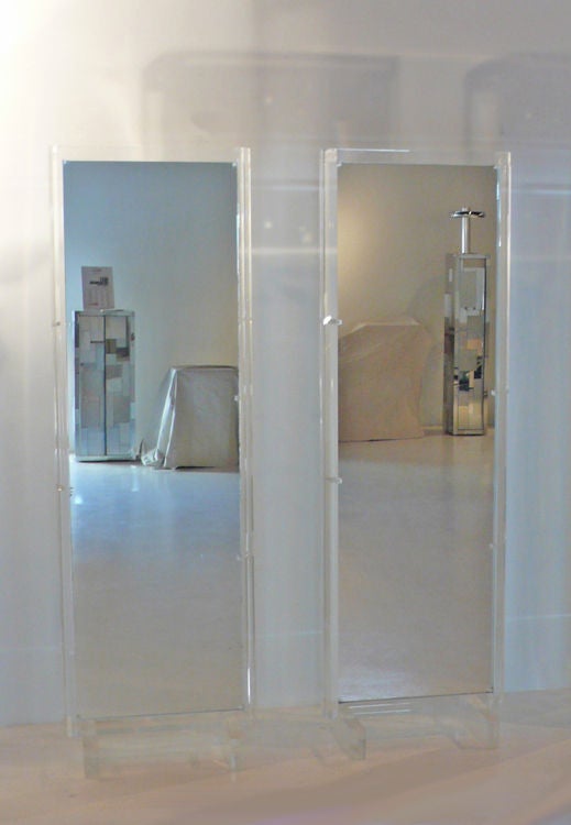 2 Acrylic Freestanding Mirrored Room Dividers at 1stDibs