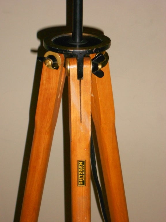 Matched Pair of Vintage Surveyor Tripods as Floor Lamps at 1stDibs