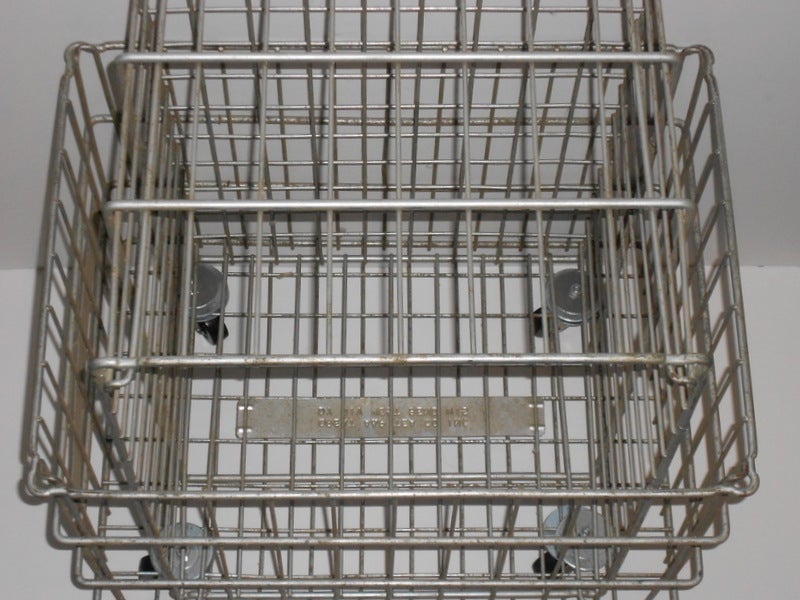 Galvanized Steel Wire Storage Bin on Wheels at 1stDibs