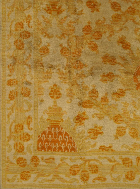 Antique Spanish European Carpet with Pineapple Design in Gold, Cream ...