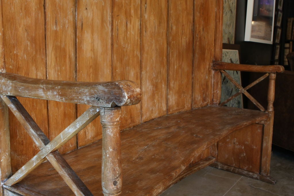 High Back Curved Wooden Bench For Sale at 1stDibs | curved high back bench