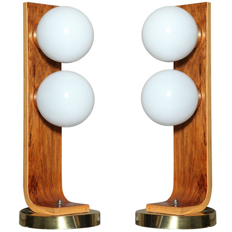 Pair of Bend Wood Table Lamps at 1stDibs
