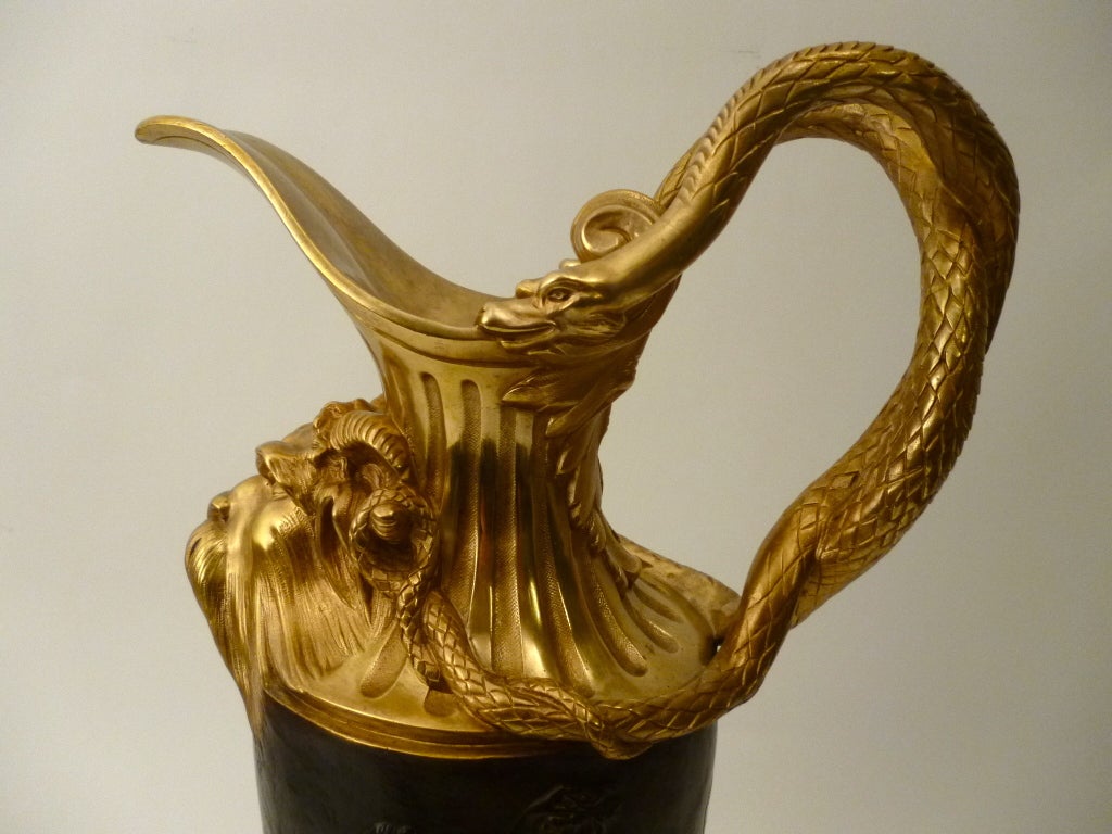 Pair French Napoleon III Bronze and Ormolu Ewers - after Clodion at 1stDibs