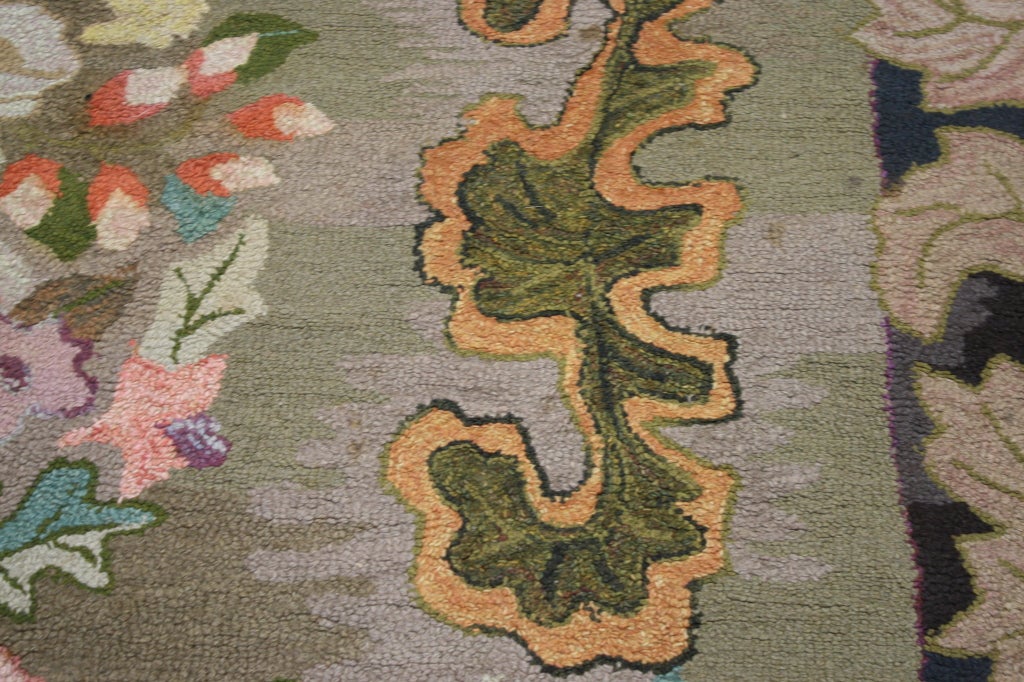 Antique American Hook Rug with Art Nouveau Baroque Style For Sale at ...