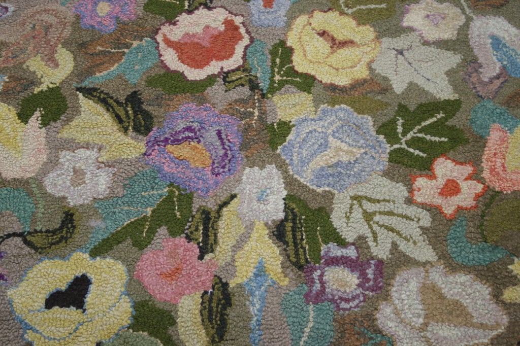 Antique American Hook Rug with Art Nouveau Baroque Style For Sale at ...