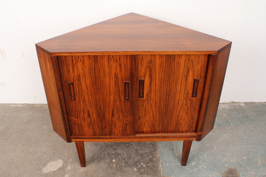 Danish mid century modern rosewood corner bar at 1stDibs