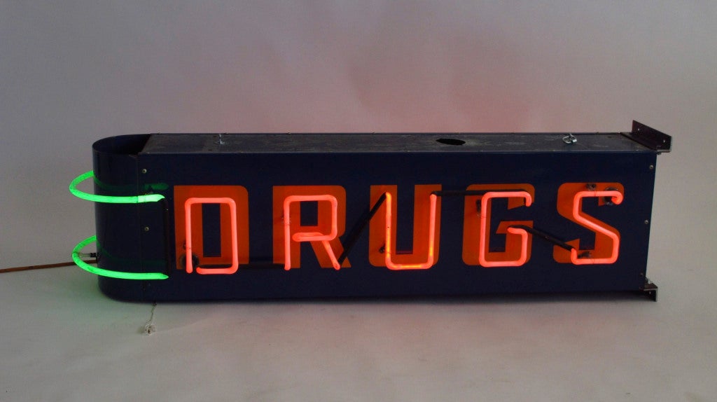 1940's Neon "Drugs" Store Sign at 1stDibs