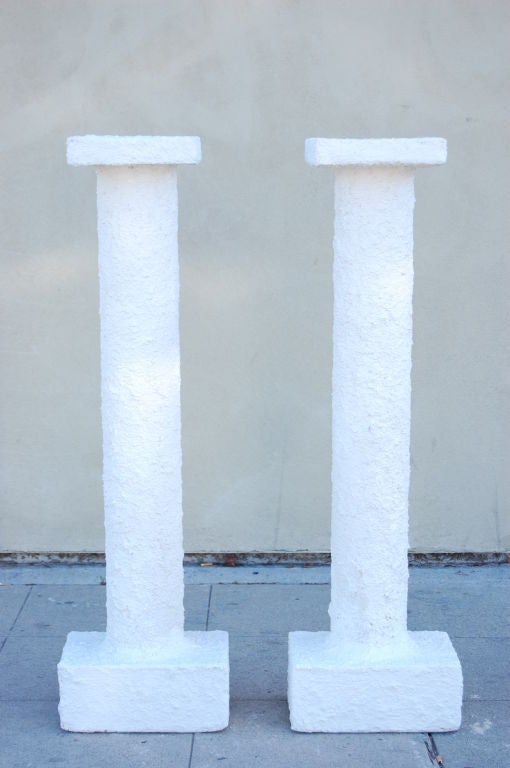 French Mid-Century Concrete Pedestals with Planters, Pair at 1stDibs