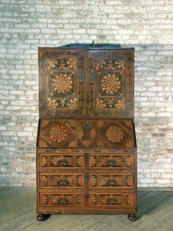 Exceptional Mexican 'Puebla' Inlaid Secretary and Bookcase For Sale at ...