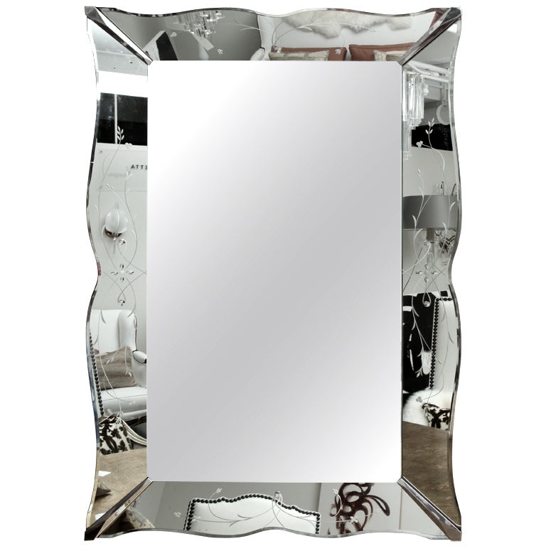 Gorgeous Large Art Deco Etched Mirror at 1stDibs | etched mirror art