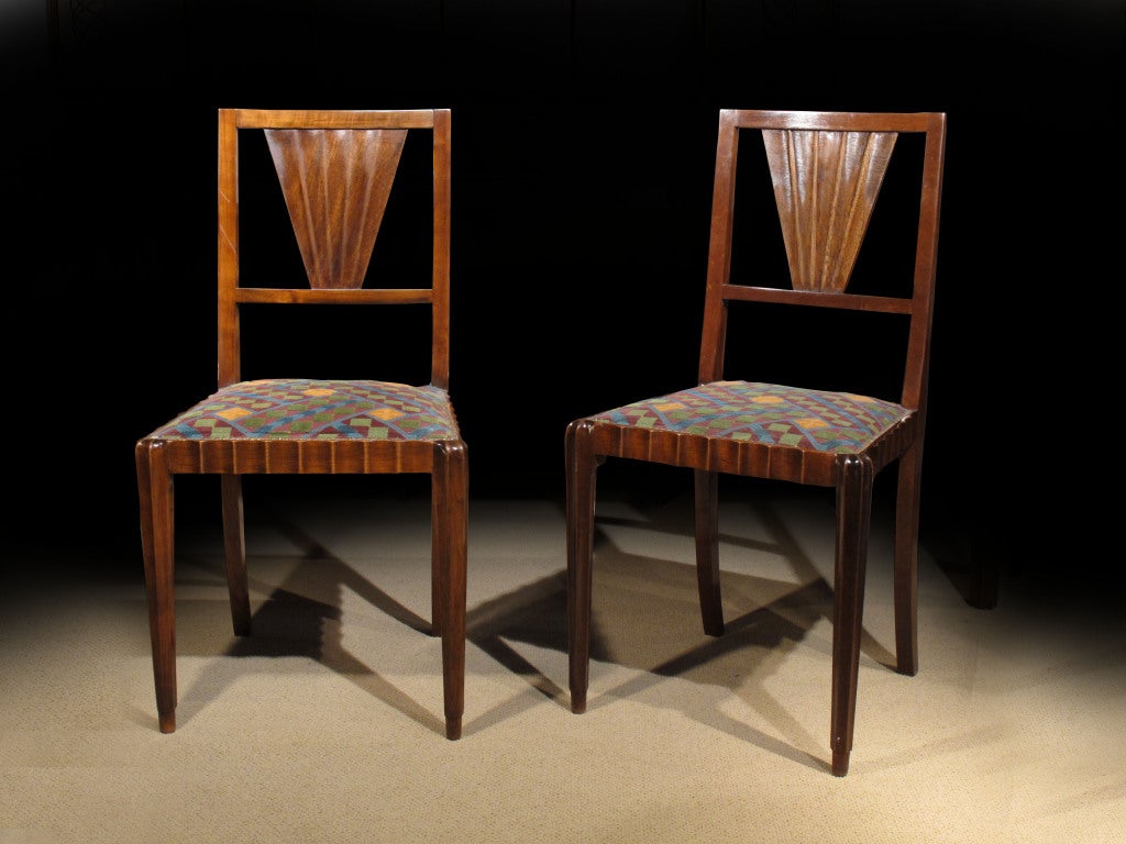 Set 12 Art Deco Dining Chairs after Ruhlmann, French C 1930's at 1stDibs