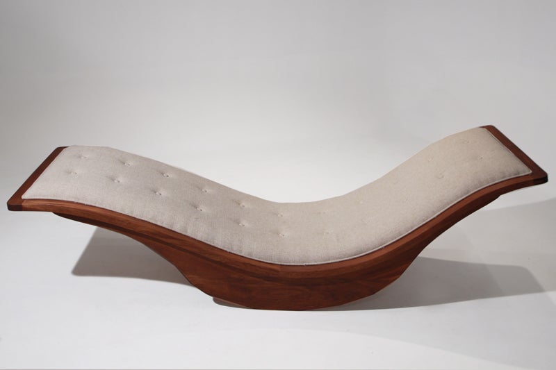 Rocking Wood and Linen Chaise Lounge by Igor Rodrigues at 1stDibs ...