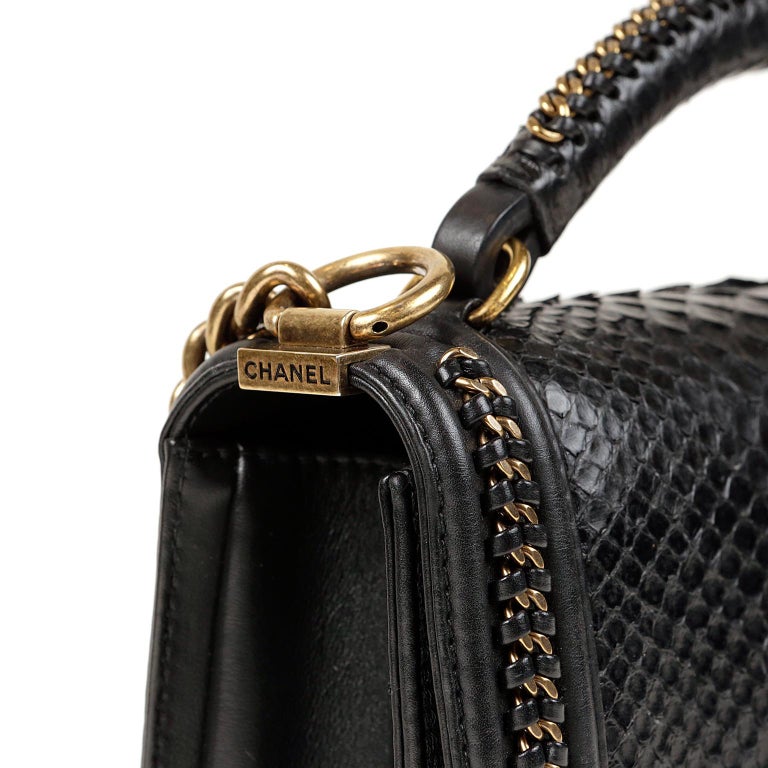 Chanel Black Python Boy Bag at 1stDibs | chanel python boy bag, chanel ...