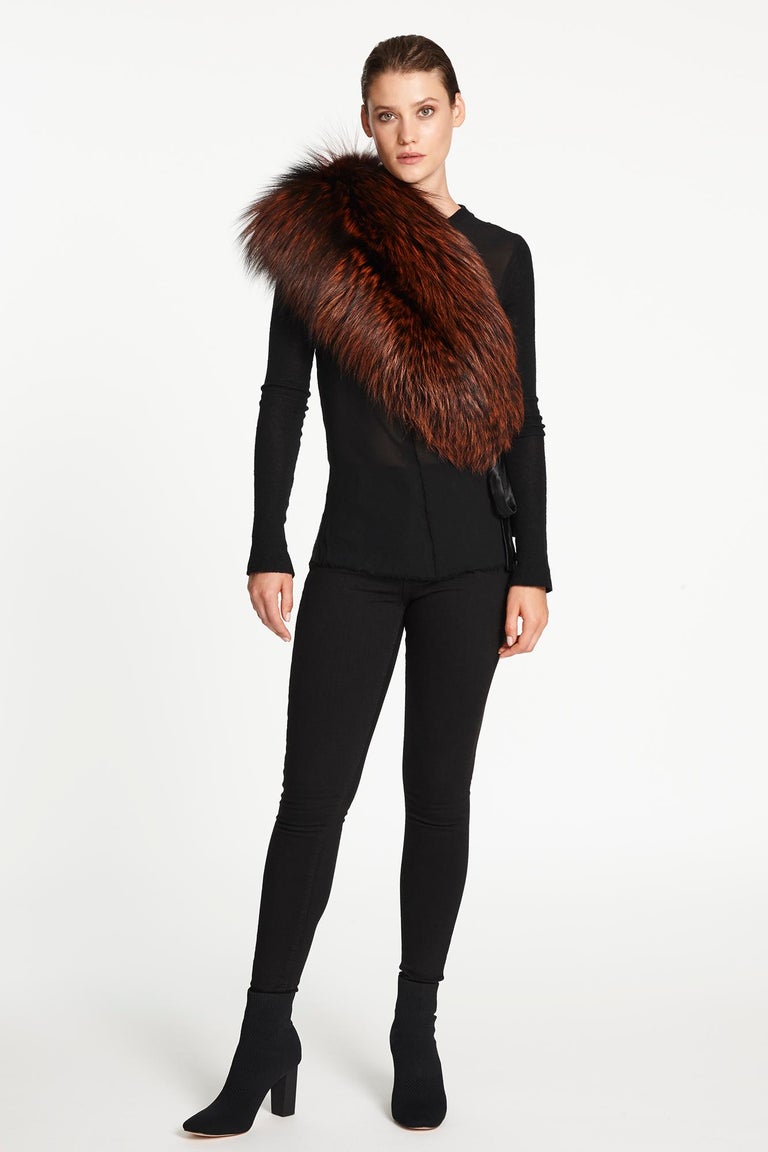Verheyen London Chained Stole in Orange Dyed Fox Fur and Silk Lining ...