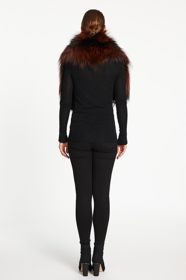 Verheyen London Chained Stole in Orange Dyed Fox Fur and Silk Lining ...