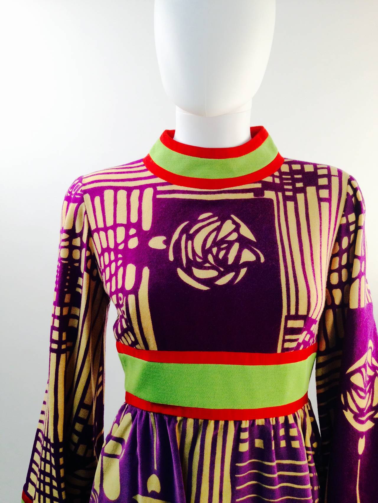 1970s Ronald Amey Purple Abstract Pattern Dress For Sale at 1stDibs ...
