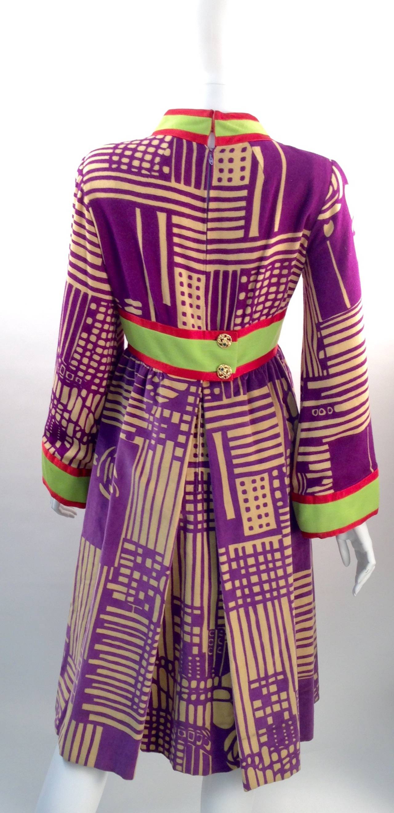 1970s Ronald Amey Purple Abstract Pattern Dress For Sale at 1stDibs ...
