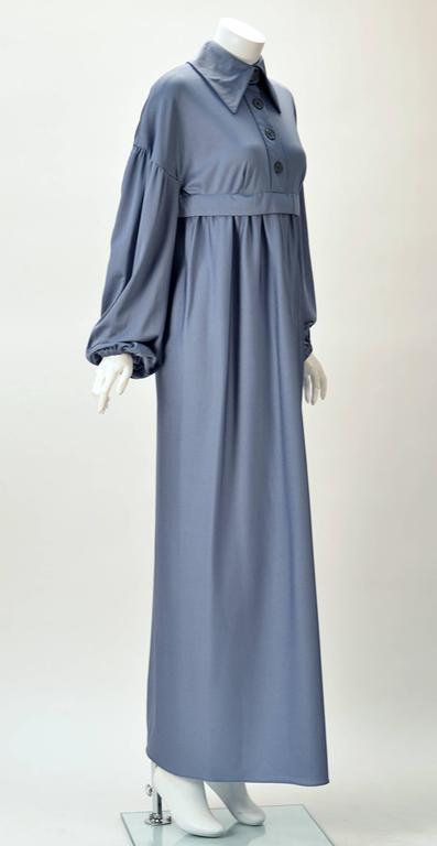 Jean Varon Periwinkle Blue Long Sleeve Dress, 1970s For Sale at 1stdibs