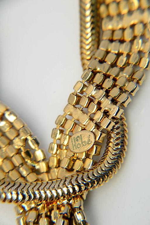 1940s Hobe Gold Tone Necklace with Rhinestones For Sale at 1stDibs