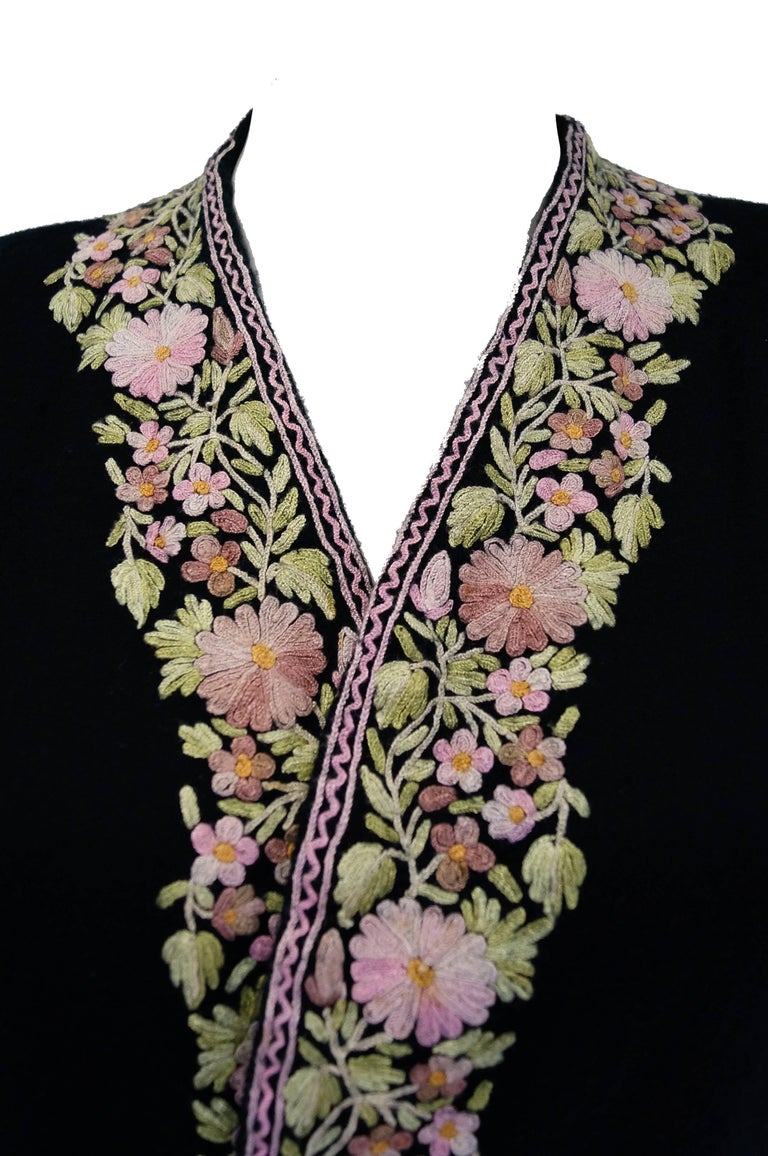 Vintage Kashmiri Crewel Embroidered Wool Coat at 1stDibs | embroidered ...