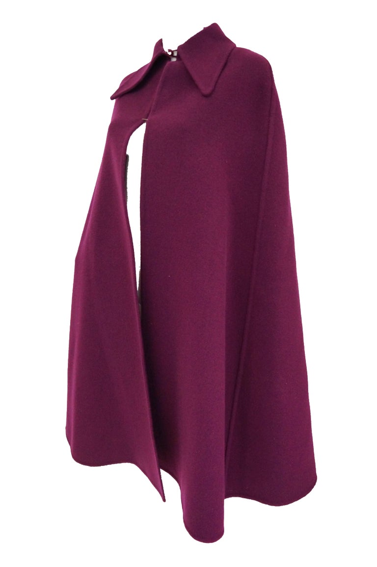 Christian Dior Marc Bohan Violet Wool Cape With Croquis and Photo, 1971 ...