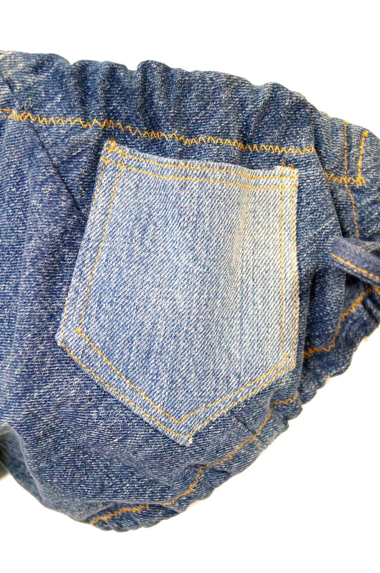 1970s Bohemian Denim String Bikini For Sale at 1stDibs