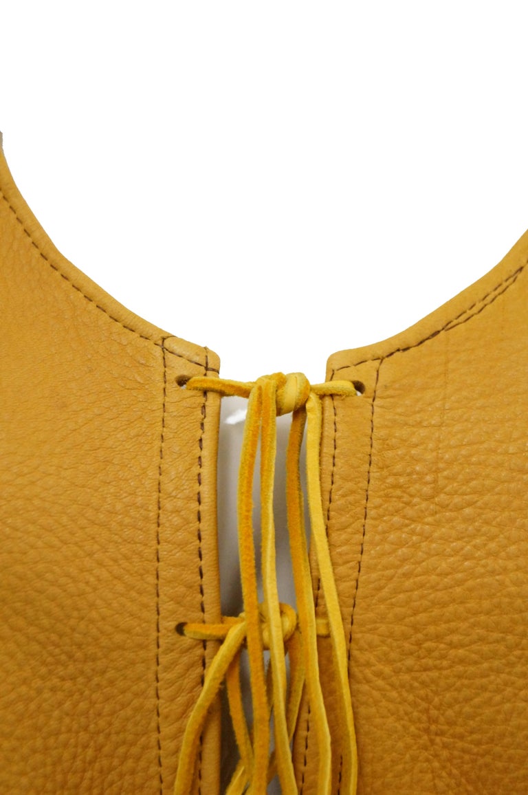 Vintage Tan Leather Fringed Halter Top Medium For Sale at 1stDibs ...