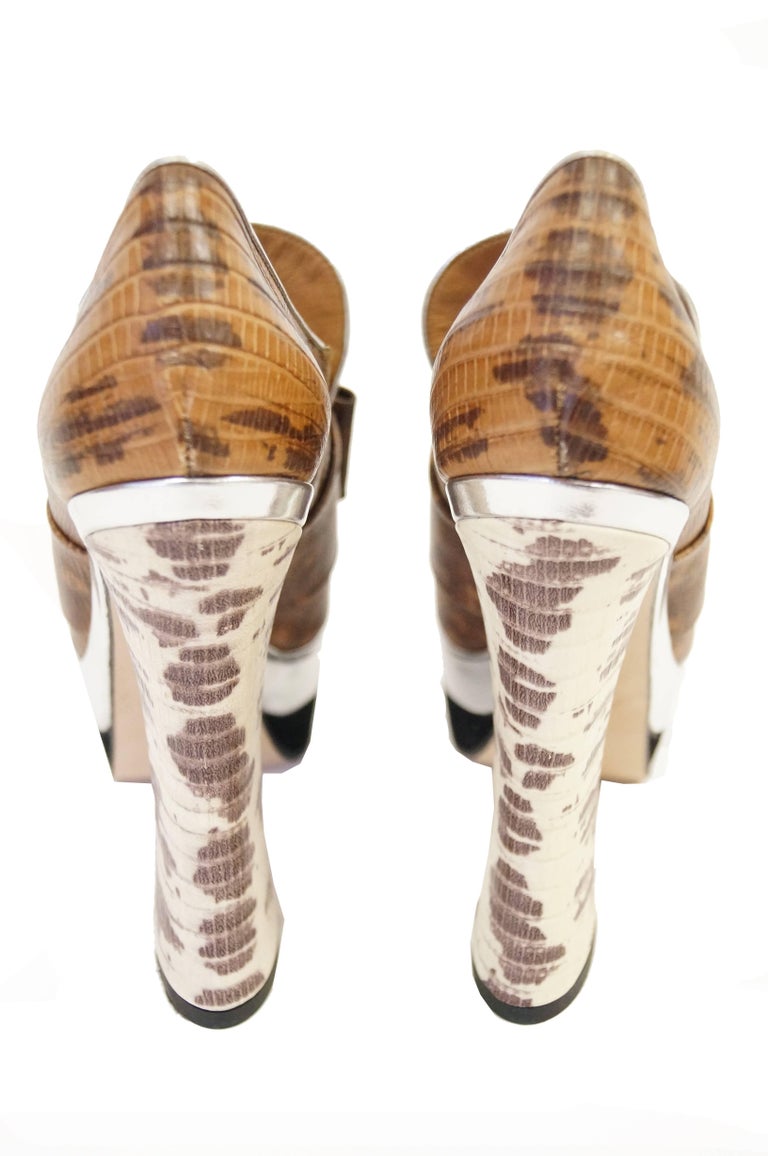 Miu Miu Stamped Snake Skin Leather Bow Platform Booties at 1stDibs