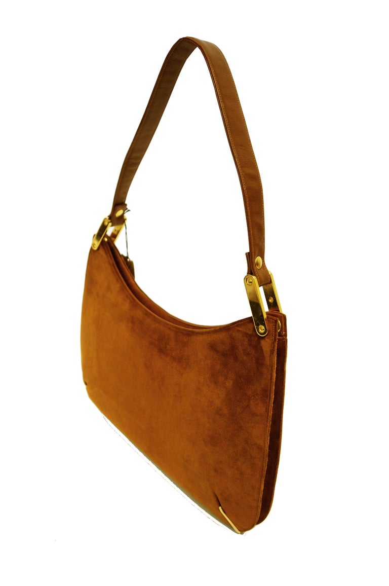 1970s Susan Gail Amber Suede Shoulder Bag with Original Tags at 1stDibs