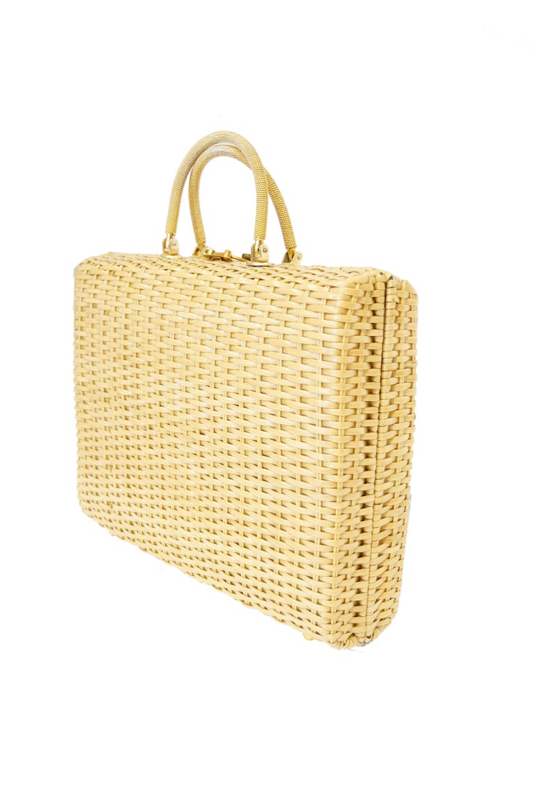 1960s Lesco Lona Woven Wicker Briefcase Style Handbag at 1stDibs ...