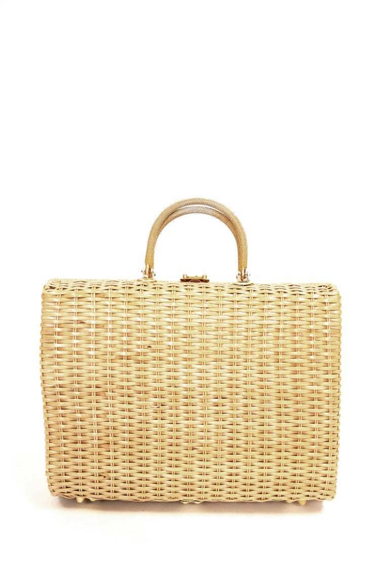 1960s Lesco Lona Woven Wicker Briefcase Style Handbag at 1stDibs ...
